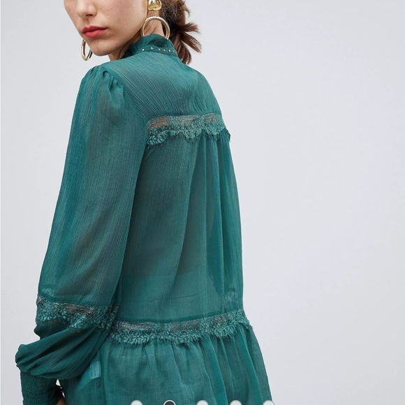 River Island | Tops | River Island Green Lace Blouse | Poshmark